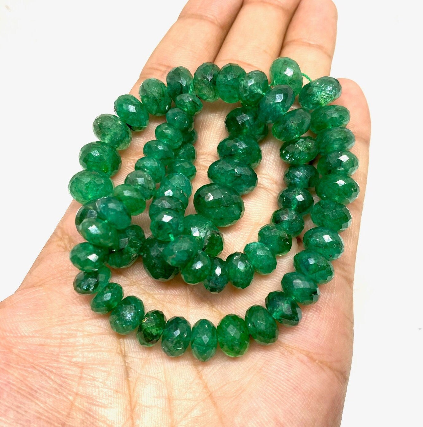 Aaa-natural Emerald Beads, Green Zambian Emerald Rondelle Shape Beads 7 ...