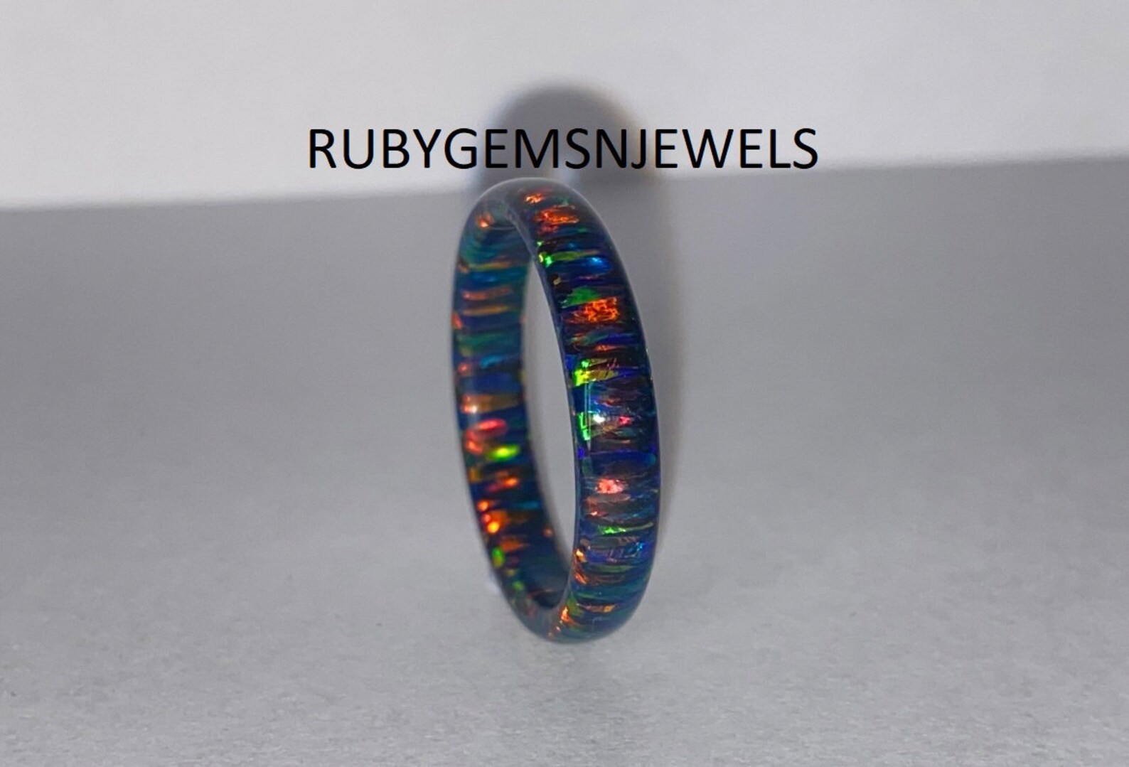 Aaa+solid Black Opal Ring,thin Pure Black Opal Band, Bello Opal Ring ...