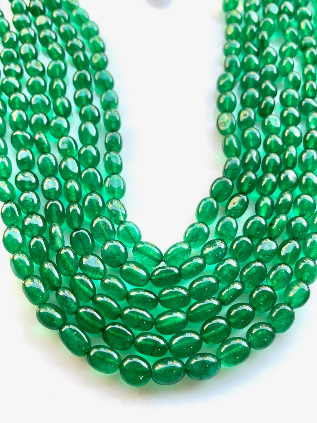 Aaa+natural Emerald Smooth Oval Shape Beads/ Emerald 6 MM to 8 MM ...