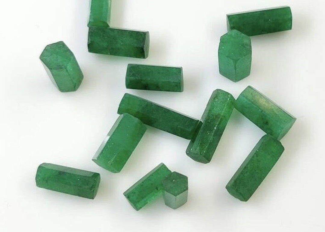 Natural Raw Emerald Crystal Point, Emerald Faceted Pencil Gemstones ...