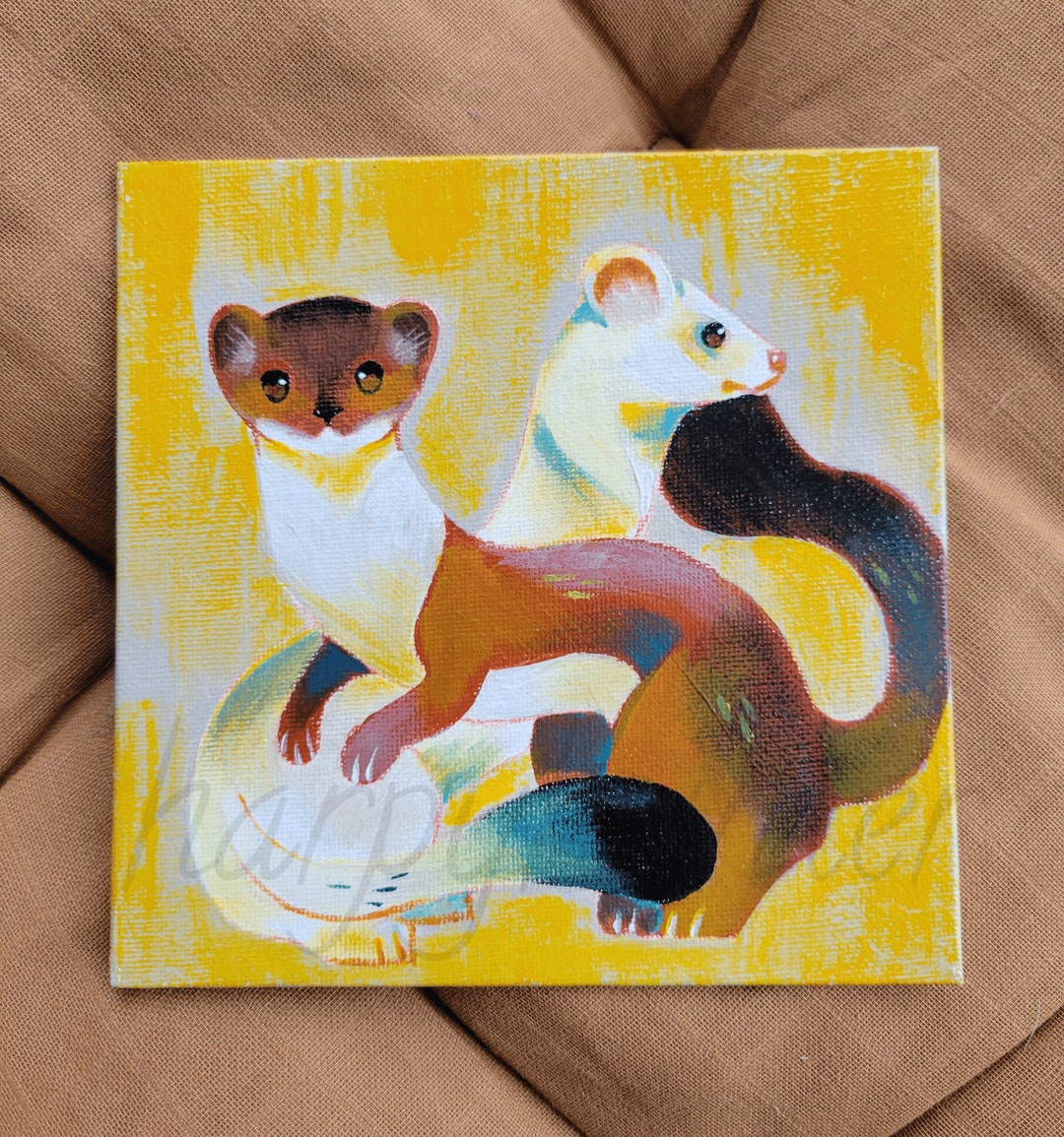 Original Painting: "summer Stoat, Winter Stoat" Acrylic on Canvas Board ...