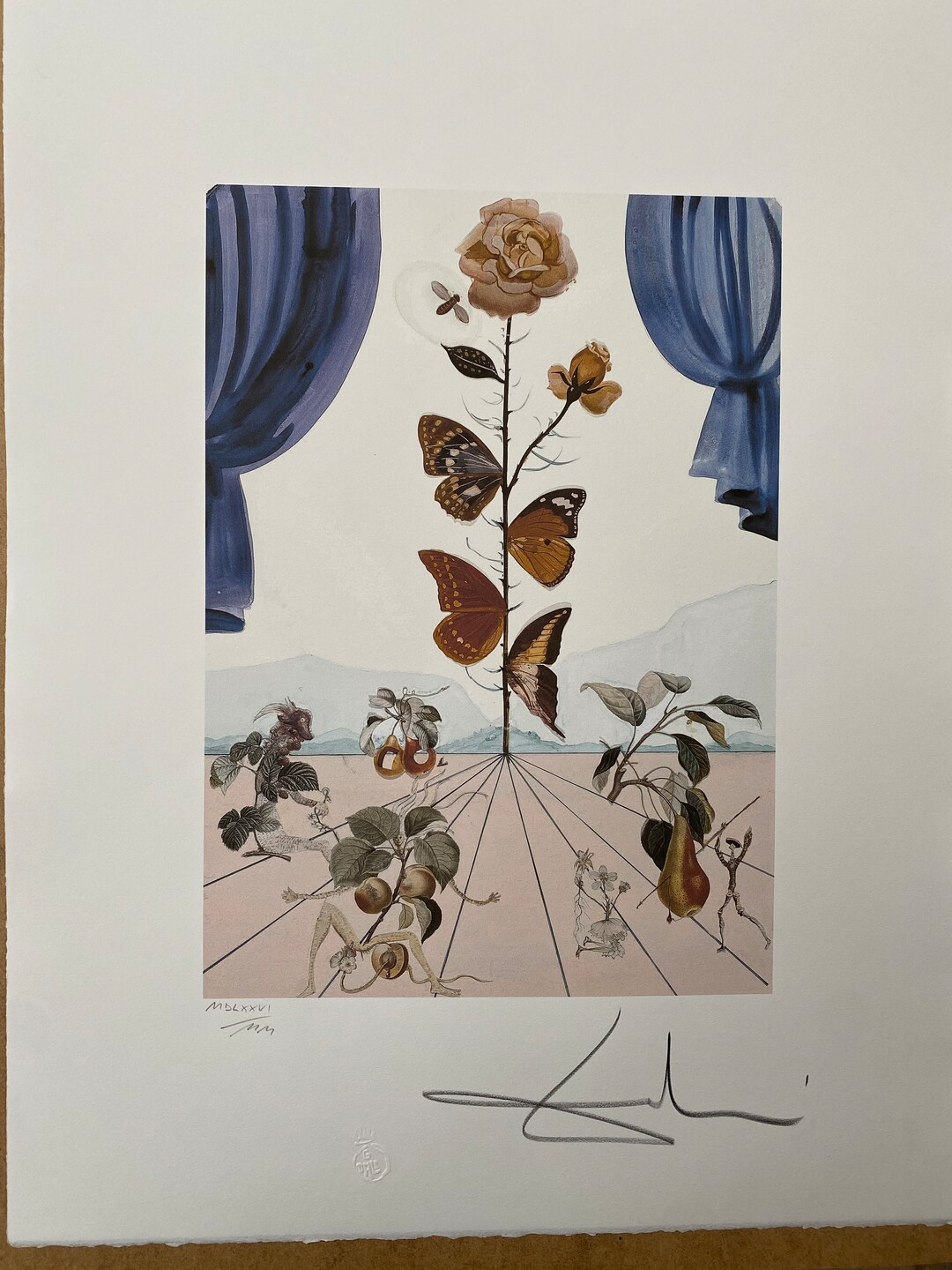 Salvador Dali Signed Lithograph Butterfly Rose salvador Dali Flowers ...