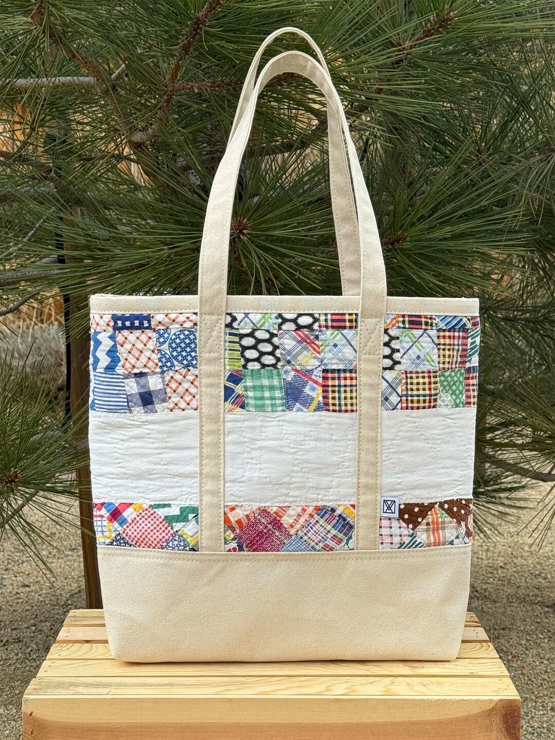 Vintage Quilt Canvas Shoulder Tote Bag Heritage Collection No. 032 - Etsy