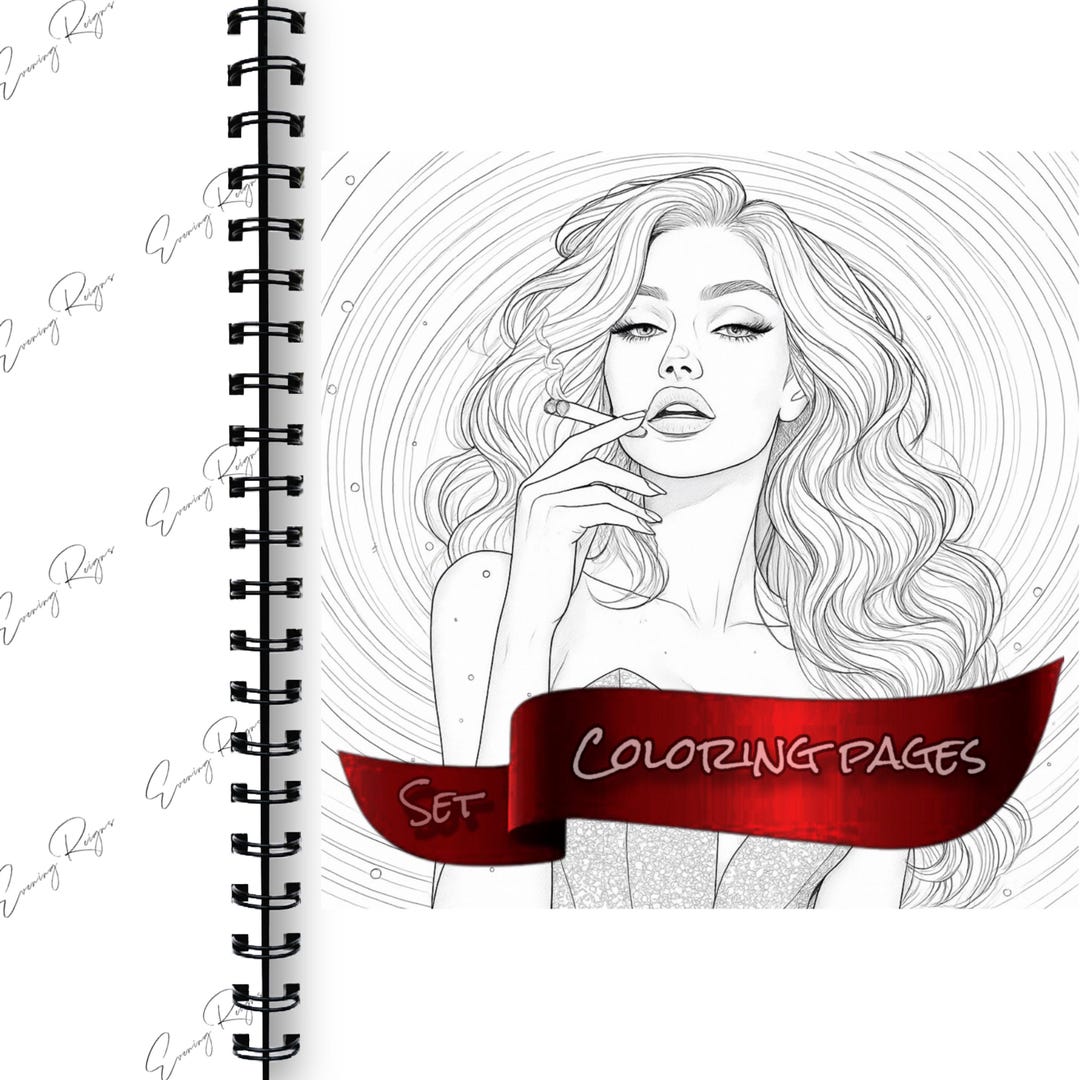 Cherry Smoke Coloring Pages | Seductive Siren Line Art Set - Etsy