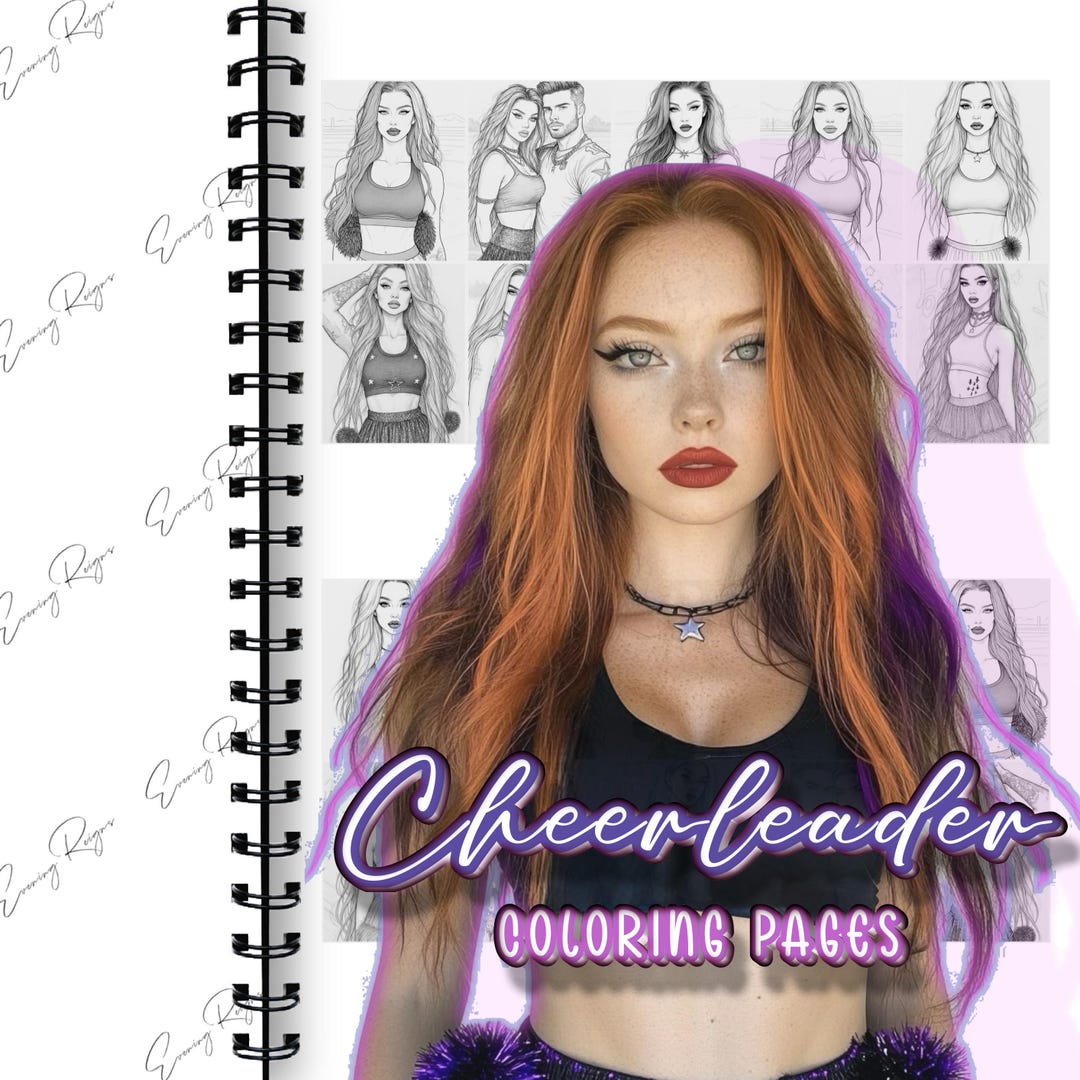 Cheerleader & Jock Coloring Pages | Glam Sports Art Set of 10 | - Etsy