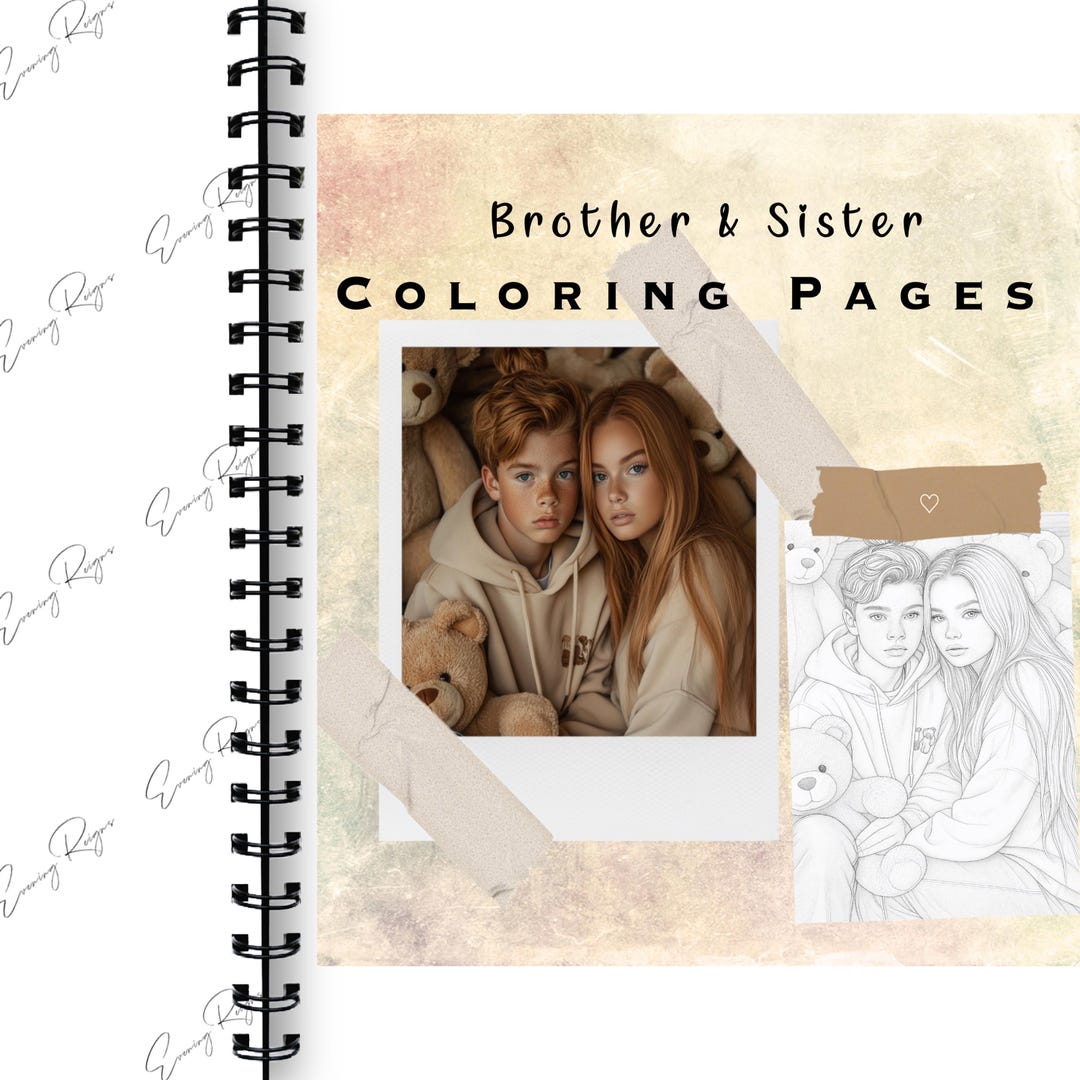 Sibling Love Coloring Pages | Brother & Sister Line Art | Family Bond ...