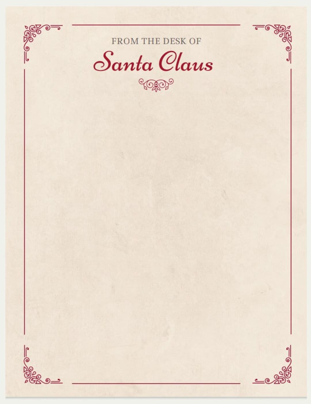 Letter From Santa Blank Template Fancy Vintage Letterhead - Etsy
