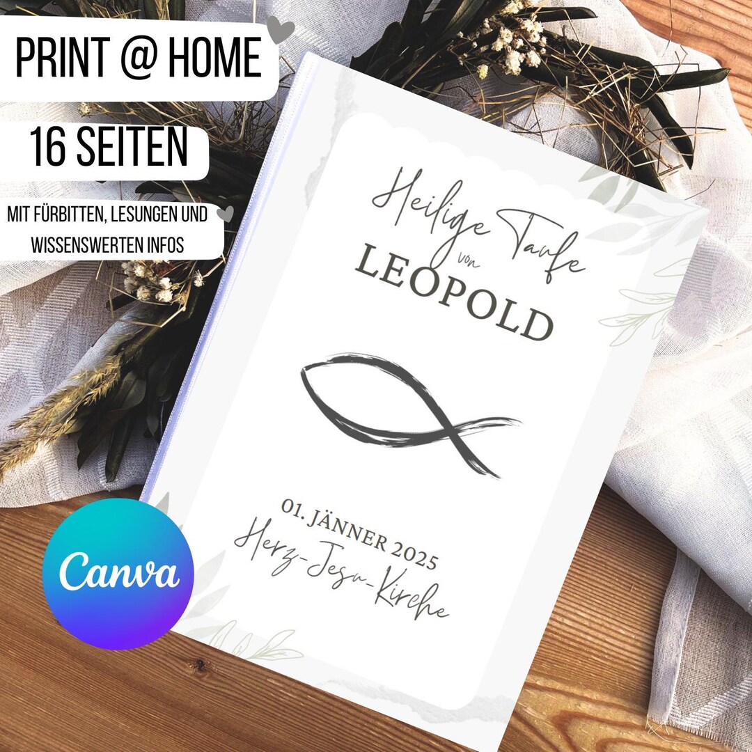 Church Booklet Baptism Canva Template, Baptism Booklet, Church Booklet ...