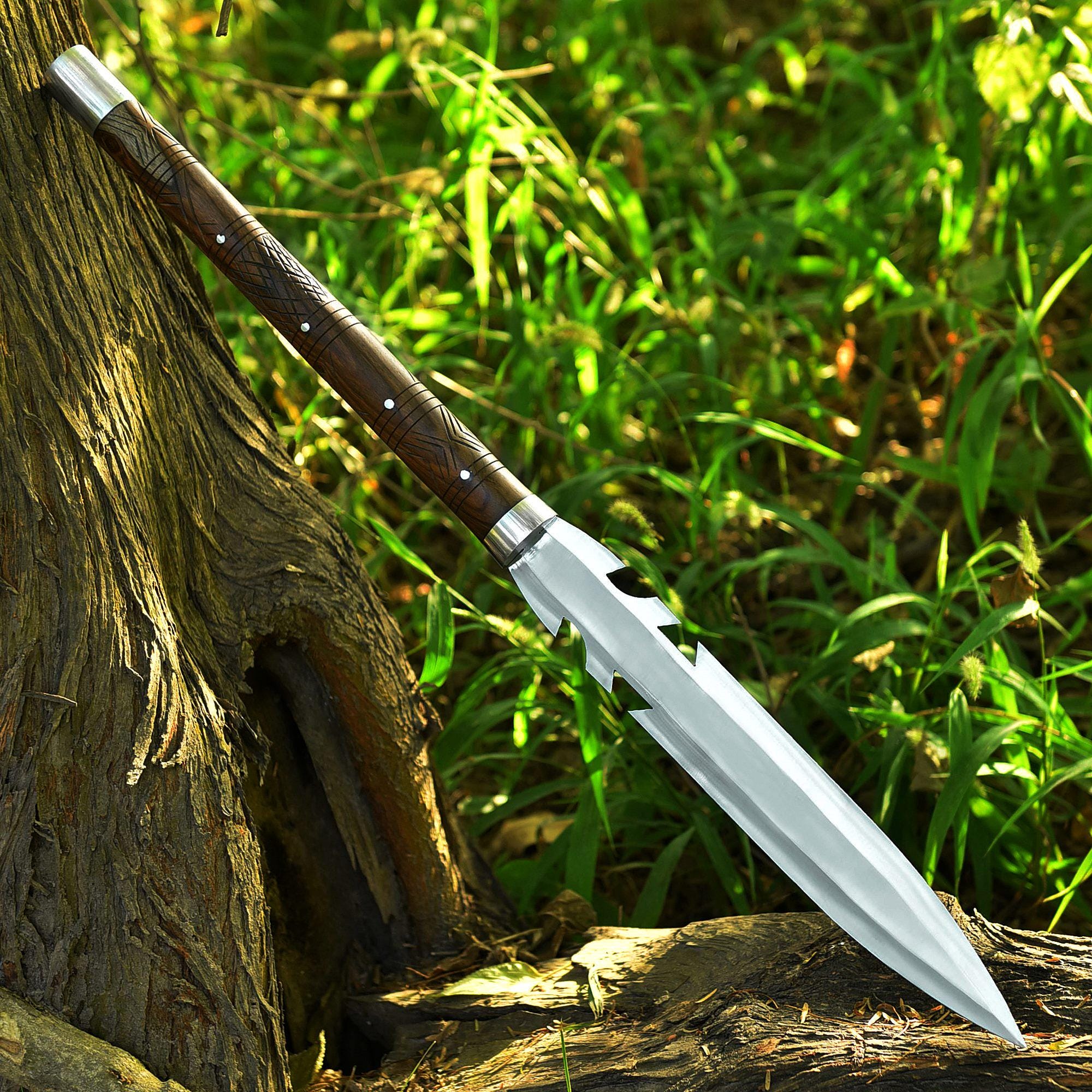 30" Handmade Carbon Steel Hunting-spear-full Tang Leaf Spring Sword ...