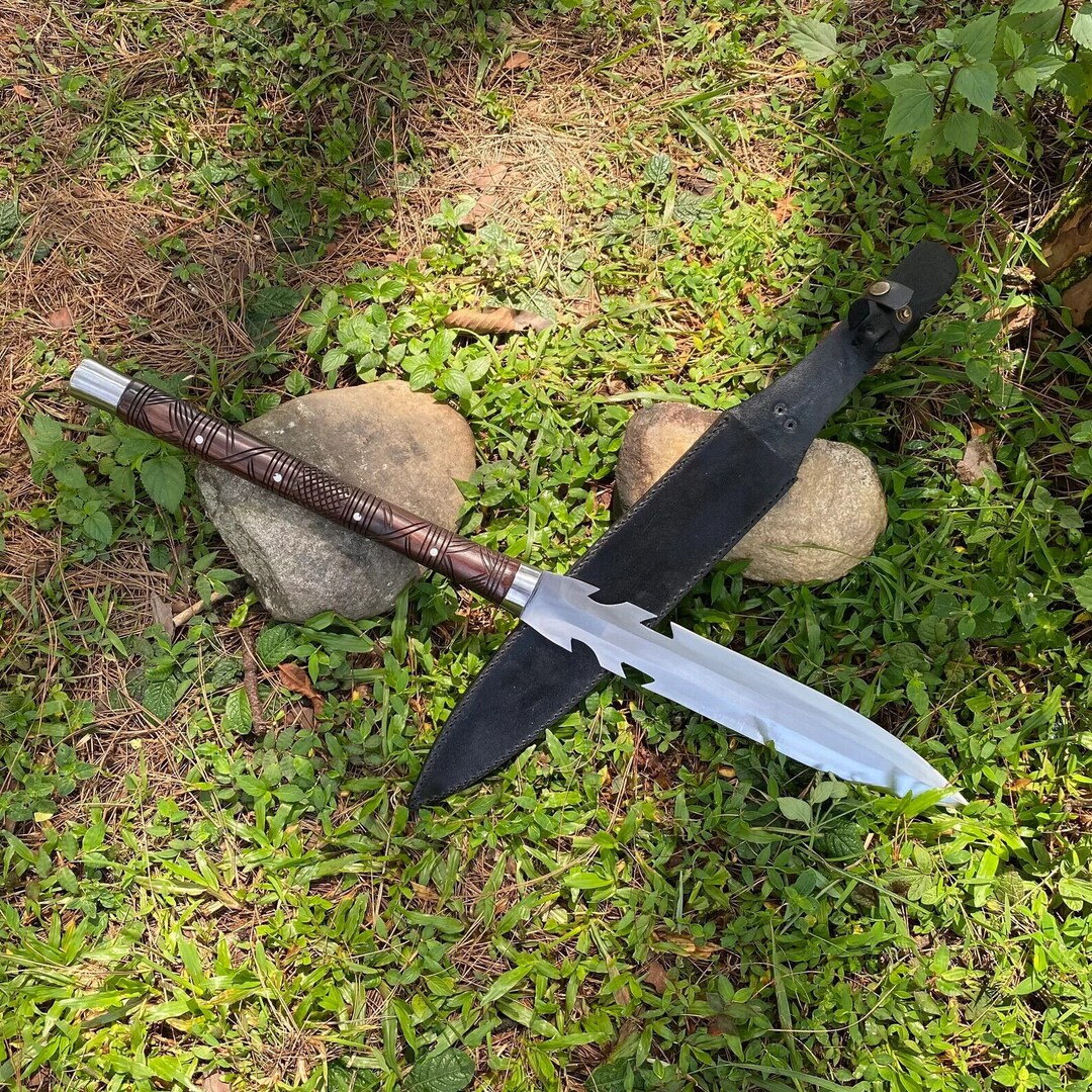 30 Handmade Carbon Steel Hunting-spear-full Tang Leaf Spring Sword With ...