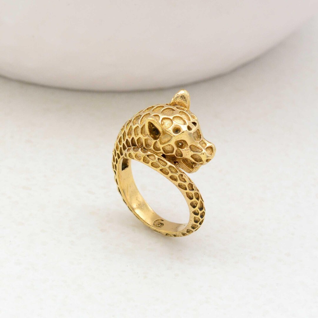 Leopard Wrap Ring , Panter 3d Brass Cheetah Head Ring for Men & Women ...