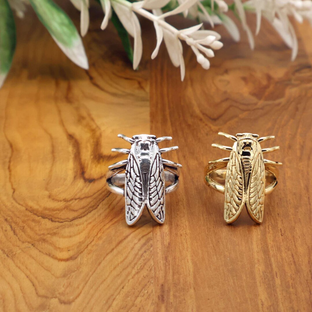 Cockroach Cicada Gold Silver Ring Jewelry, Insect Unisex Brass Bohemian ...
