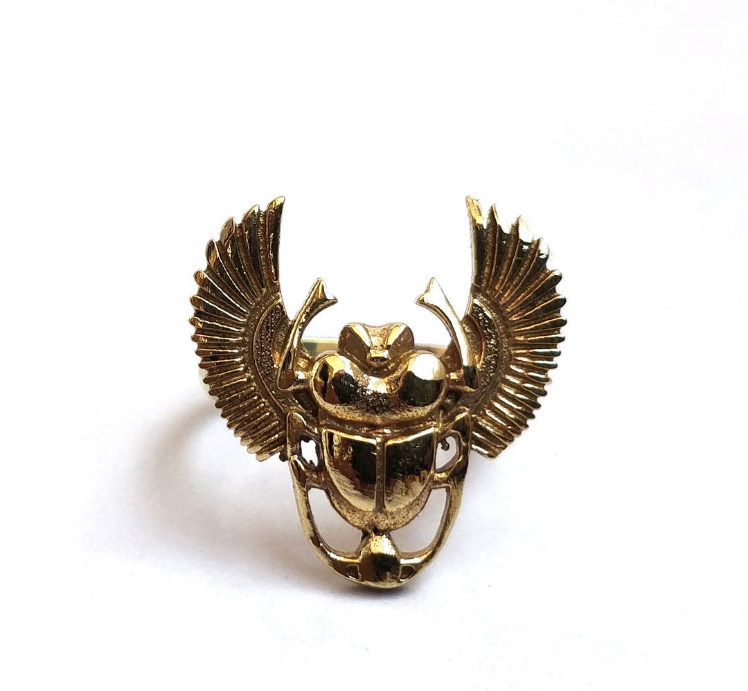 Ancient Egypt Scarab Beetle Ethnic Brass Ring, Gold Scarab Beetle Ring ...