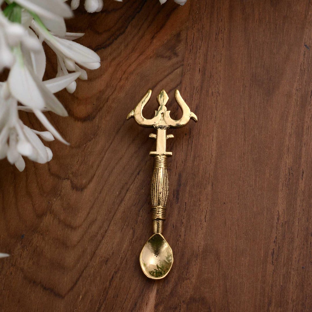 Trishul Mini Spoon Pendant Chain Necklace-handmade Brass Boho Pendant ...