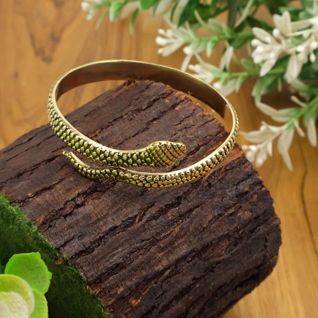 Snake Armlet Bracelet Armlet | Serpent Golden Cuff Bangle | Viking ...