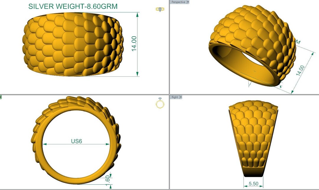 Handmade Fish Scales Ring Tire Wedding Ring Soild Brass Ring-statement ...