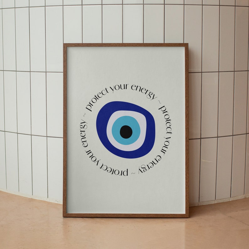 Protect Your Energy Poster | Evil Eye Art | Spiritual Wall Decor ...