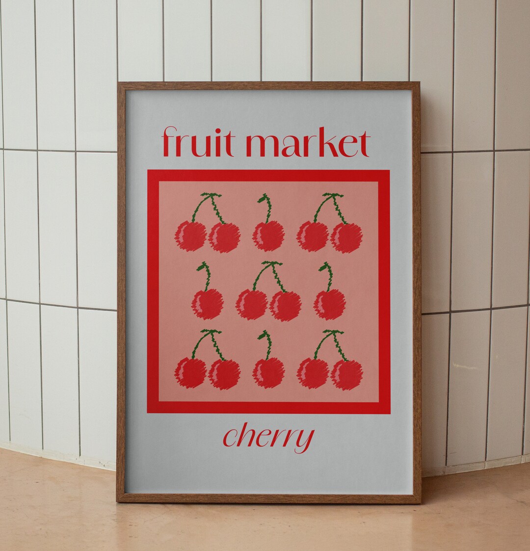 Cute Cherry Fruit Market Poster Print / Strawberry Cherry Raspberry ...