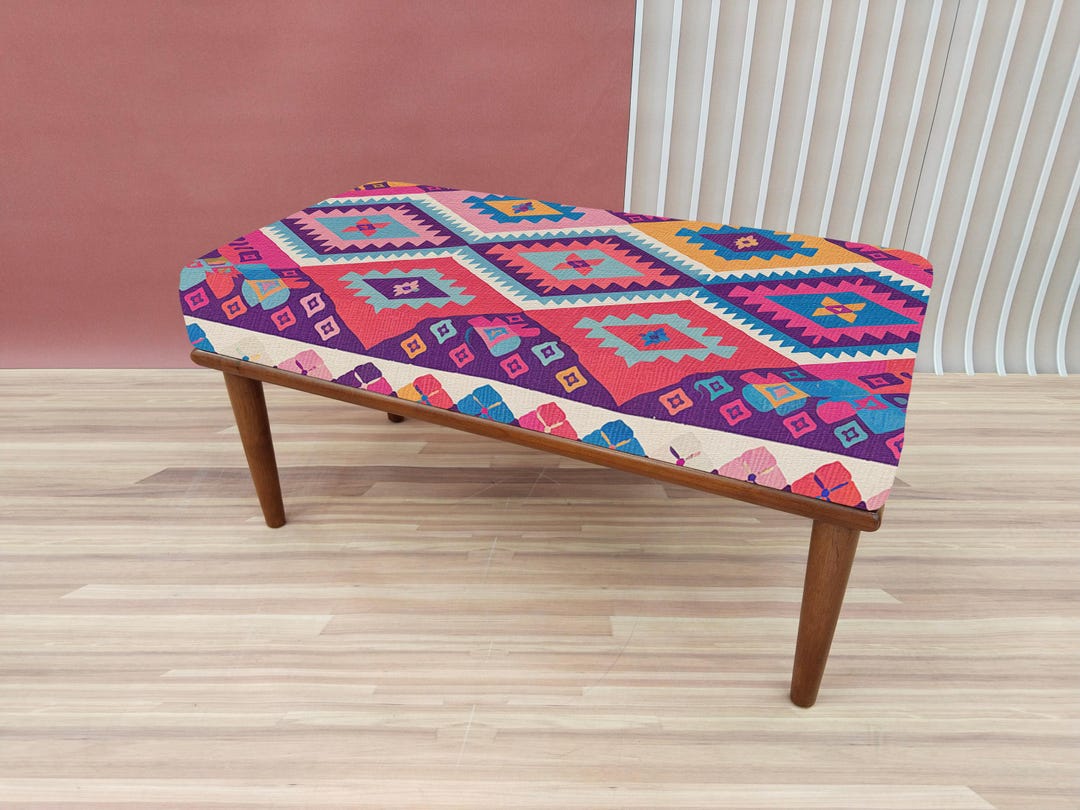 Geometric Design Bench, Fuchsia Furniture, Romantic Bench, Gift for Mom ...