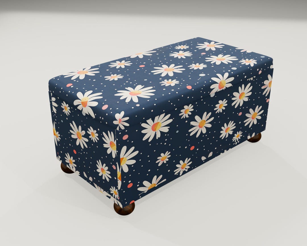 Daisy Pattern Storage Bench, Trendy Bench, Ottoman Bench With Storage ...