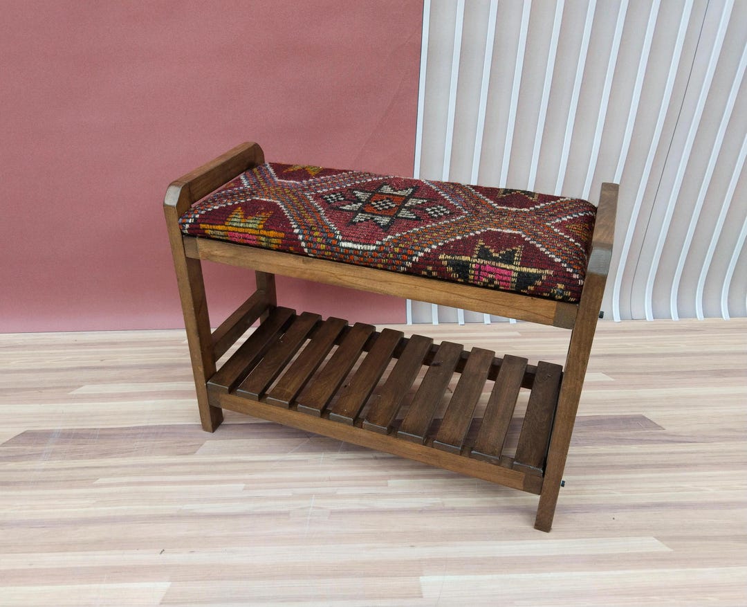 Shoe Storage Bench, Kilim Sneaker Bench, Bench With Rack, Bench With ...