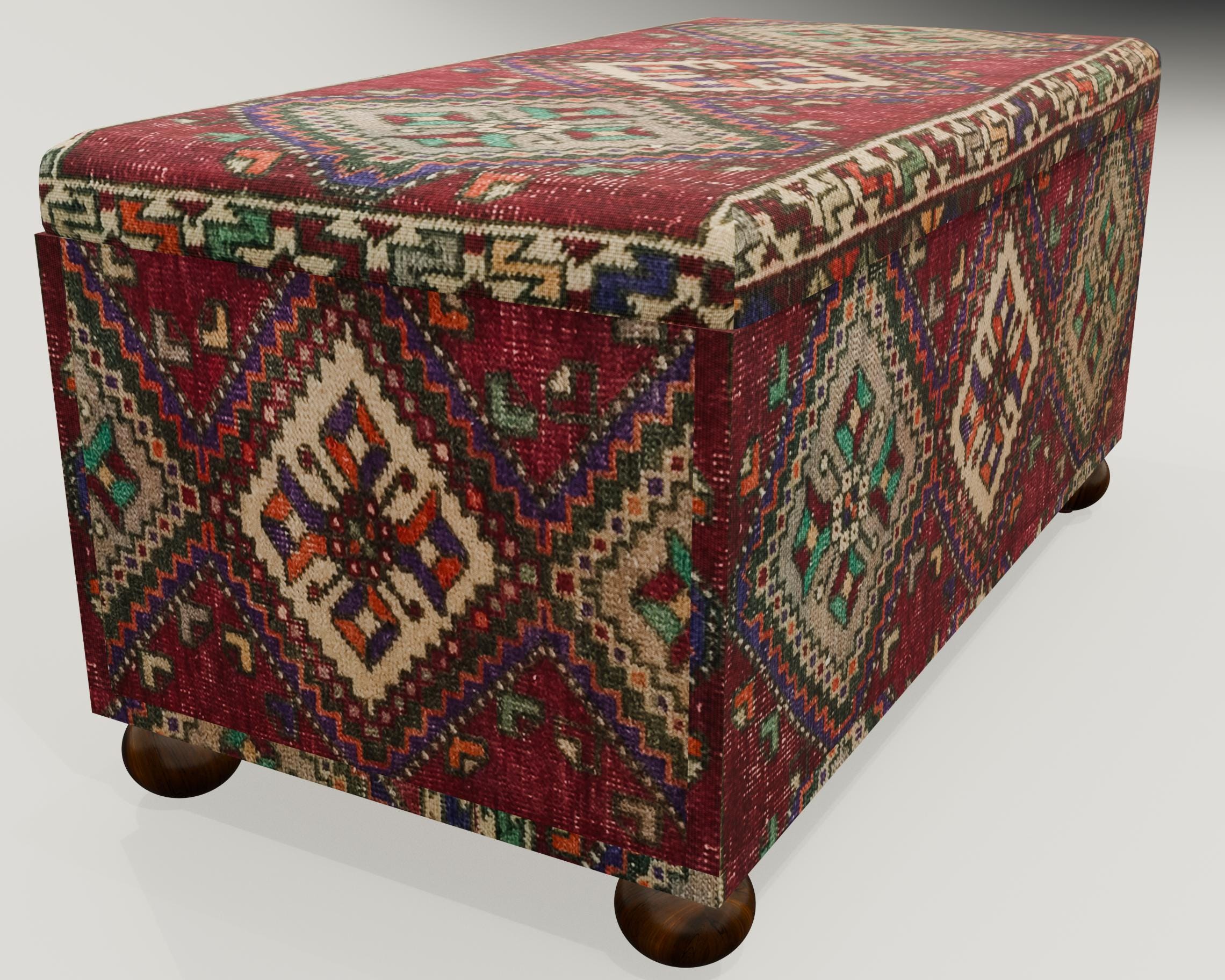 Victorian Style Bench, Burgundy Storage, Comfortable Bench, Easy to ...