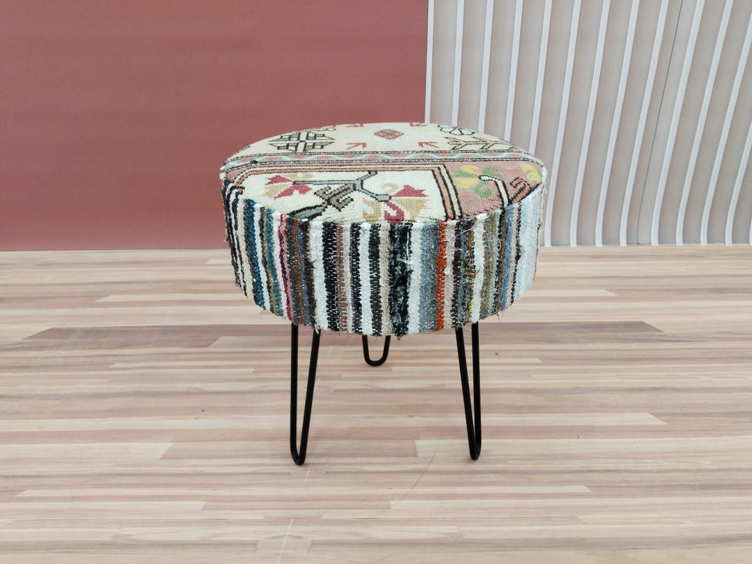 Kilim Footstool, Bar Stool, Circular Stool, Shower Stool, Pouf Ottoman ...