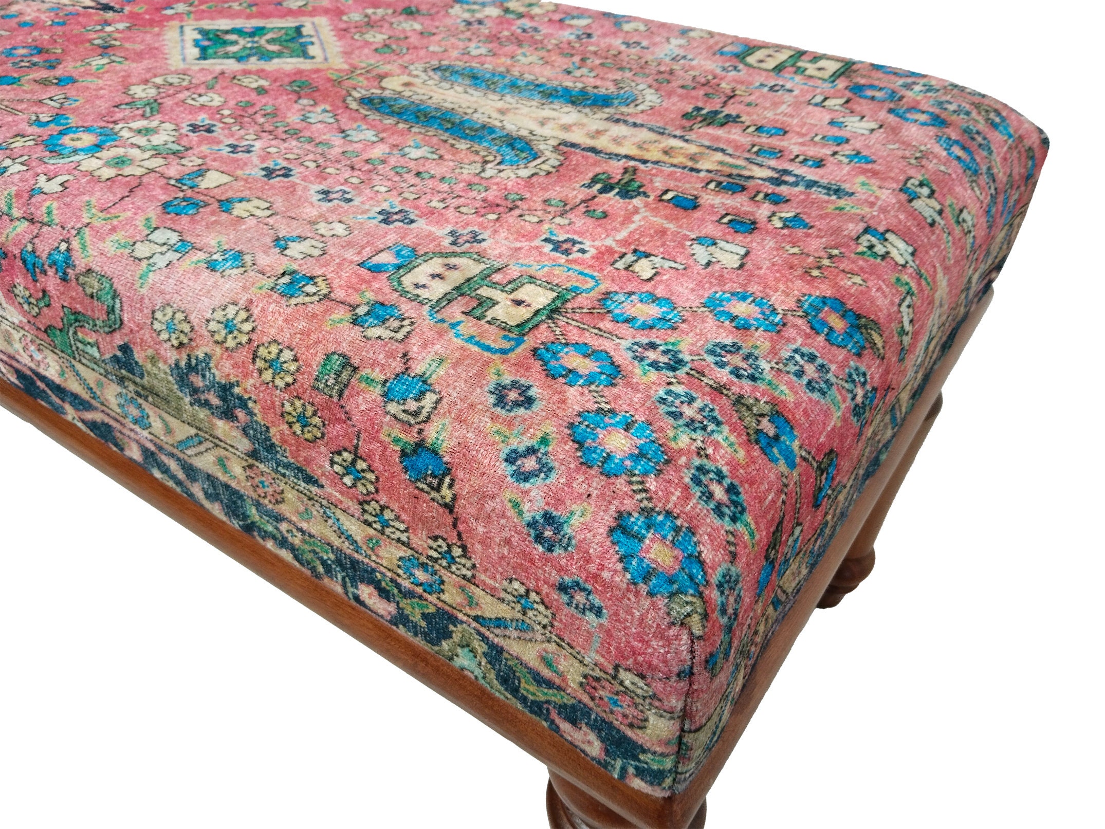 Mid-century Bench, Pink Modern Bench, Bohemian Bench, Decorative Bench ...