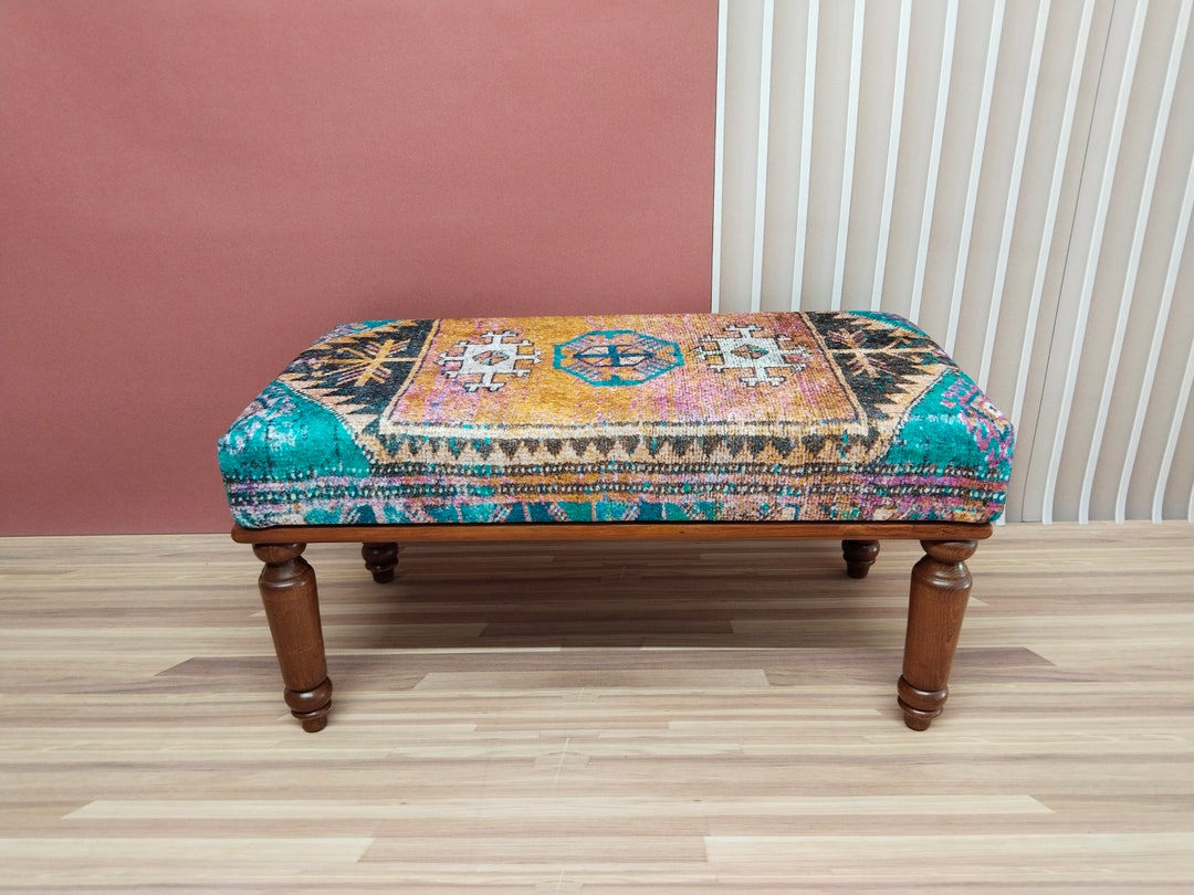 Handmade Furniture, Bohemian Bench, Ottoman Bench, Kilim Bench, Turkish ...