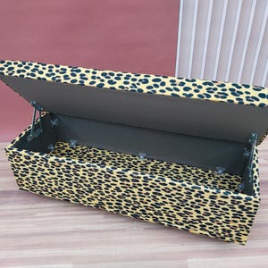 Leopard Pattern Bench, Modern Organizer, Storage Ottoman Bench, Boho ...