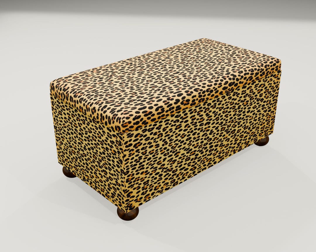 Leopard Pattern Bench, Modern Organizer, Storage Ottoman Bench, Boho ...