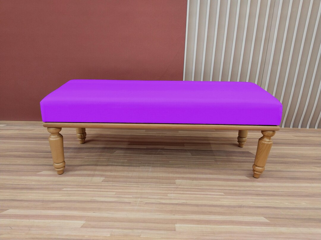 Rich Purple Pouf, Ottoman Seating, Soft Side Table, End of Bed Bench ...