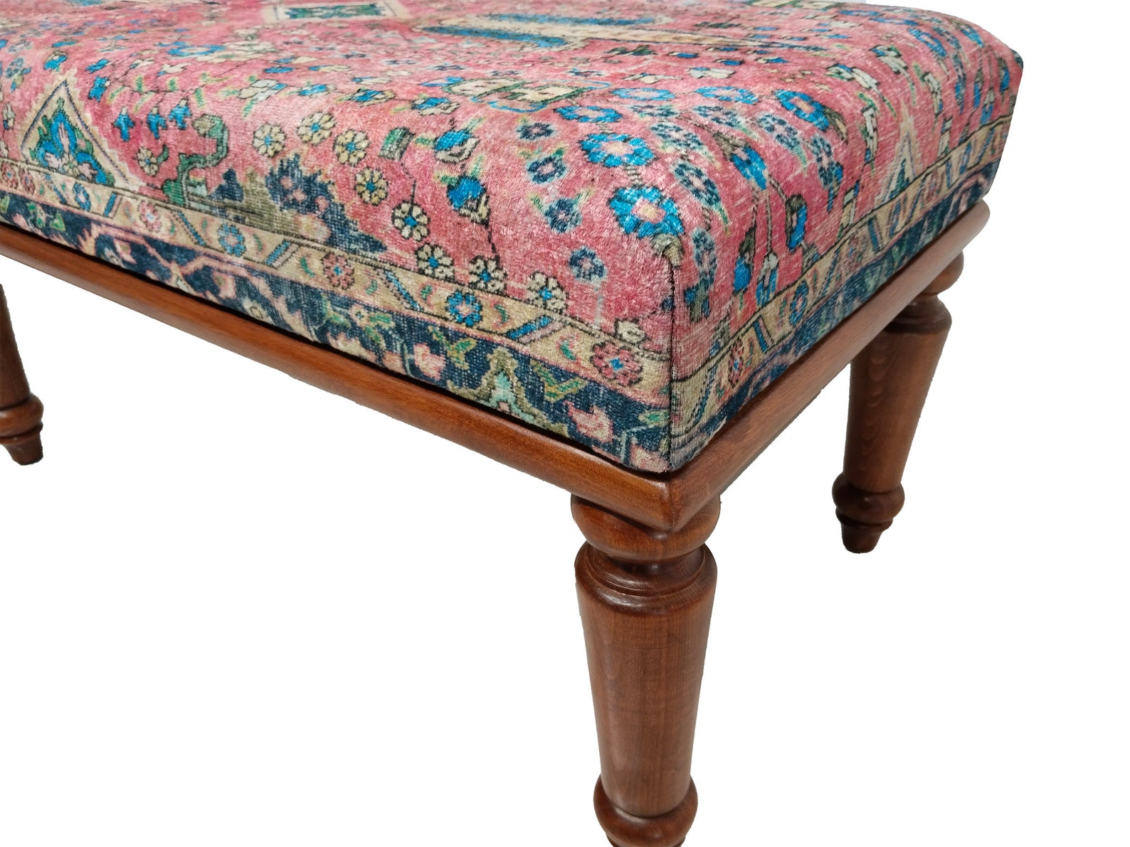 Mid-century Bench, Pink Modern Bench, Bohemian Bench, Decorative Bench ...