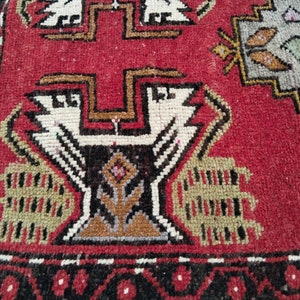 Red Turkish Rug, Small Vintage Rug, Living Room Rug, Oriental Rug ...