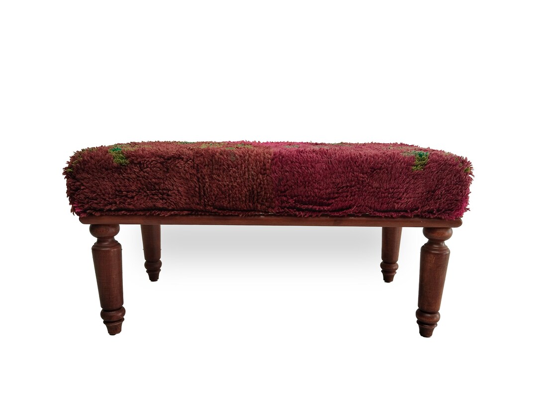 Red Green Bench, Boho Style Bench, Wood Work Bench, Ottoman Bench ...