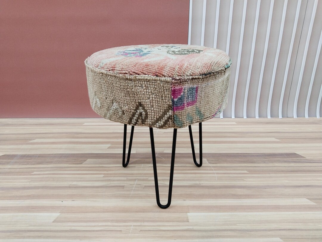 Cozy Ottoman, Woven Pattern Stool, Colorful Footstool, Eclectic Stool ...