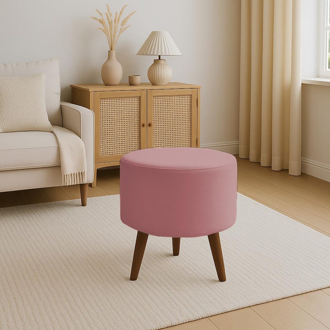 Dusty Rose Pouf, Reading Corner Bench, Hand Crafted Stool, Modern ...