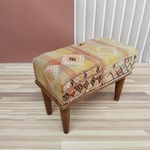 Moroccan Rug Bench, Ottoman Pouffe, Upholstered Bench, Vanity Chair ...