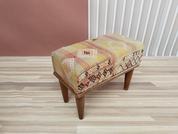 Moroccan Rug Bench Ottoman Pouffe Upholstered Bench Vanity Chair Tiny Area Bench Foot Rest Bench Vintage Bench 9x18x14 RSV 9x18 46 Etsy