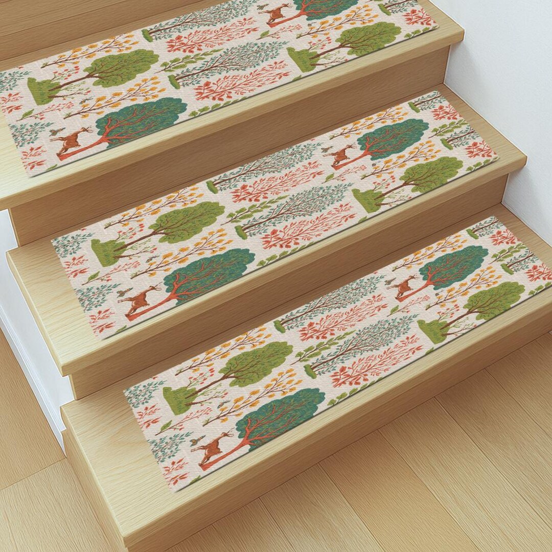 Whimsical Tree Pattern Stair Treads, Nature Non-slip Rug RS 710 - Etsy
