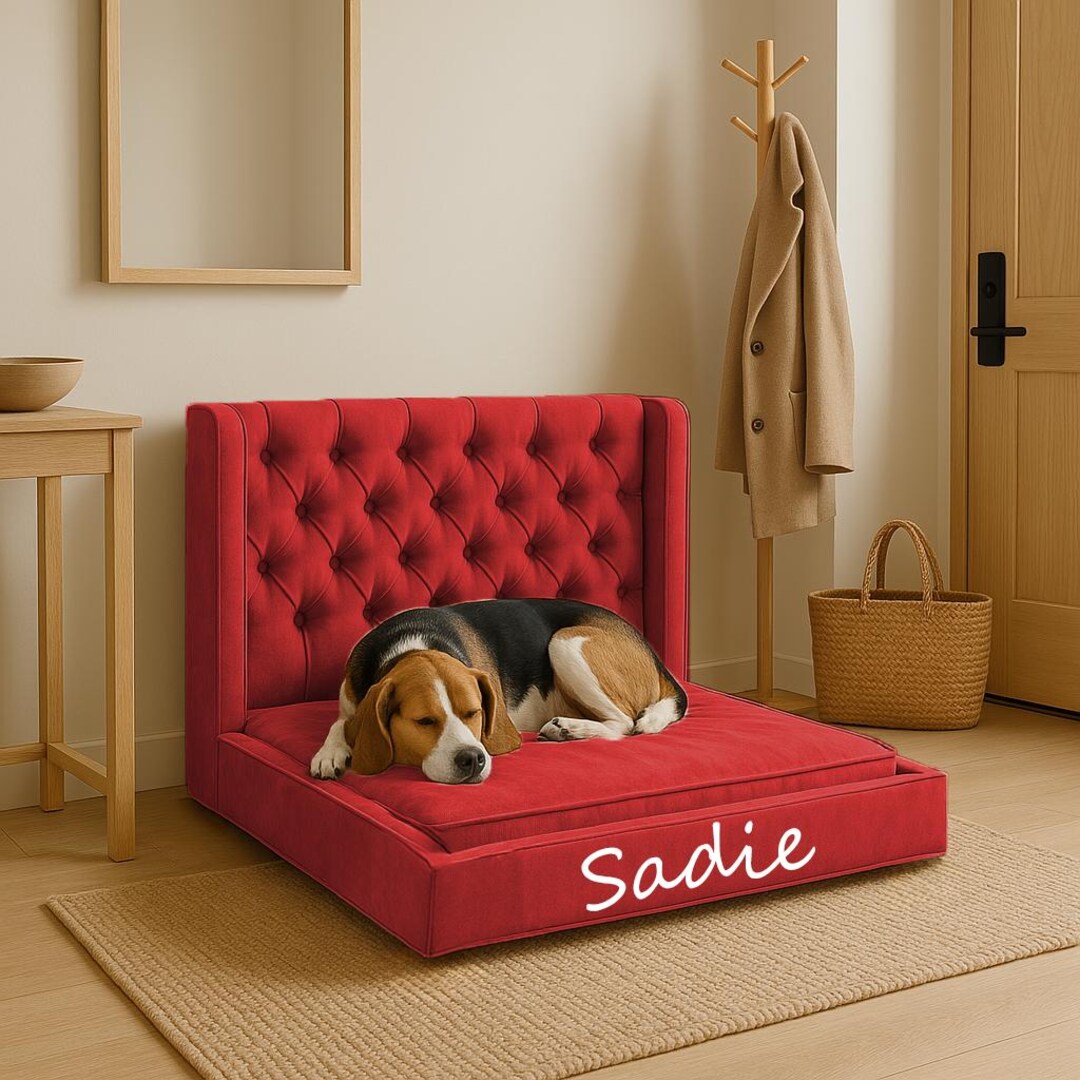Chic Dog Bed, Handmade Dog Sofa, Pop Red Dog Furniture, Minimalist Dog ...