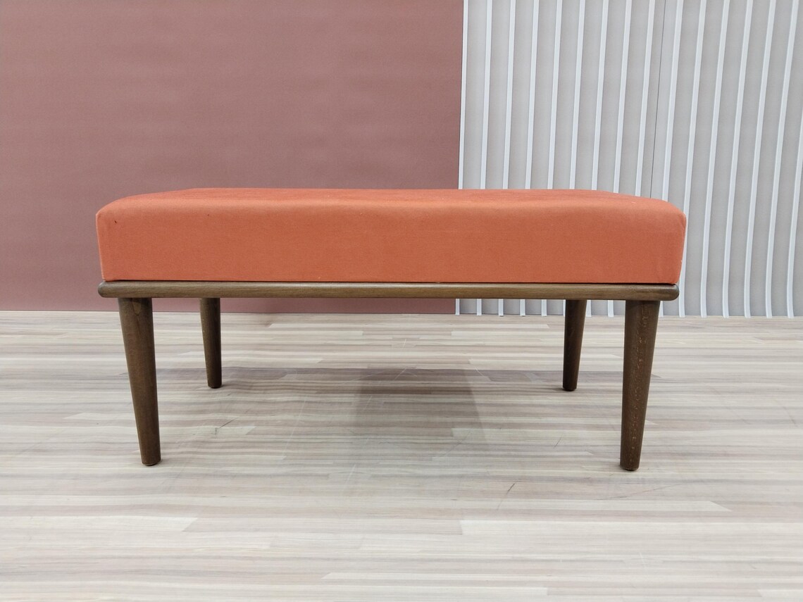 Burnt Orange Bench, Upholstered Bench, Picnic Table Bench, Fireside ...