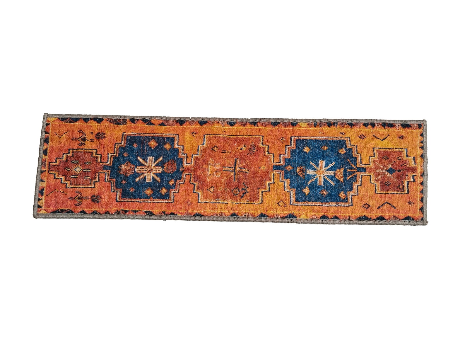 Orange Runner Rug, Herki Inspired Rug, Stair Runner Rug, Retro Rug ...