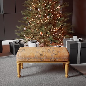 Wood Work Piano Bench, Handmade Bench, Rug Pattern Bench, Footrest ...