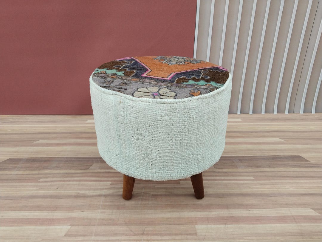 Colorful Footstool, Southwestern Bench, Vintage Rug Pouf, Boho ...