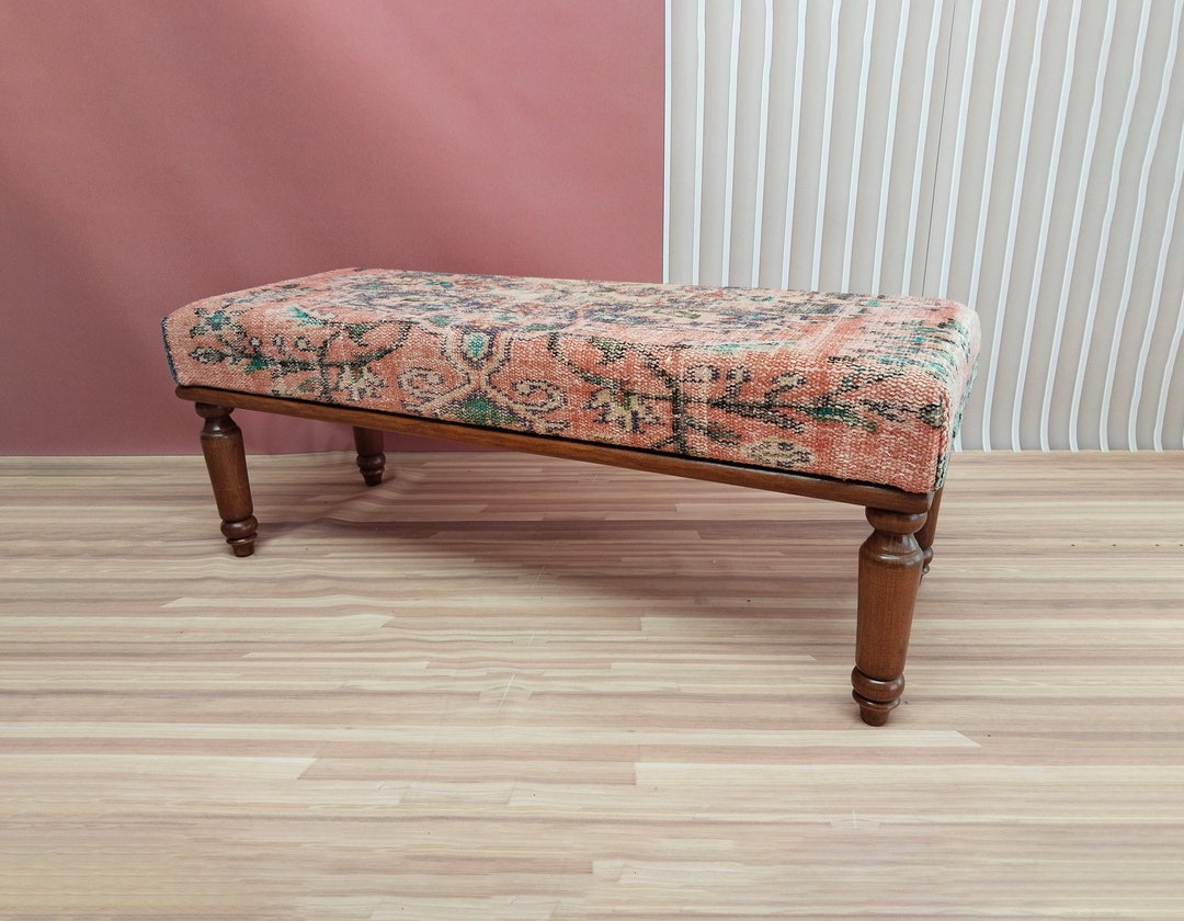 Accent Bench, Vintage Rug Benches, Mid-century Bench, Unique Bench ...
