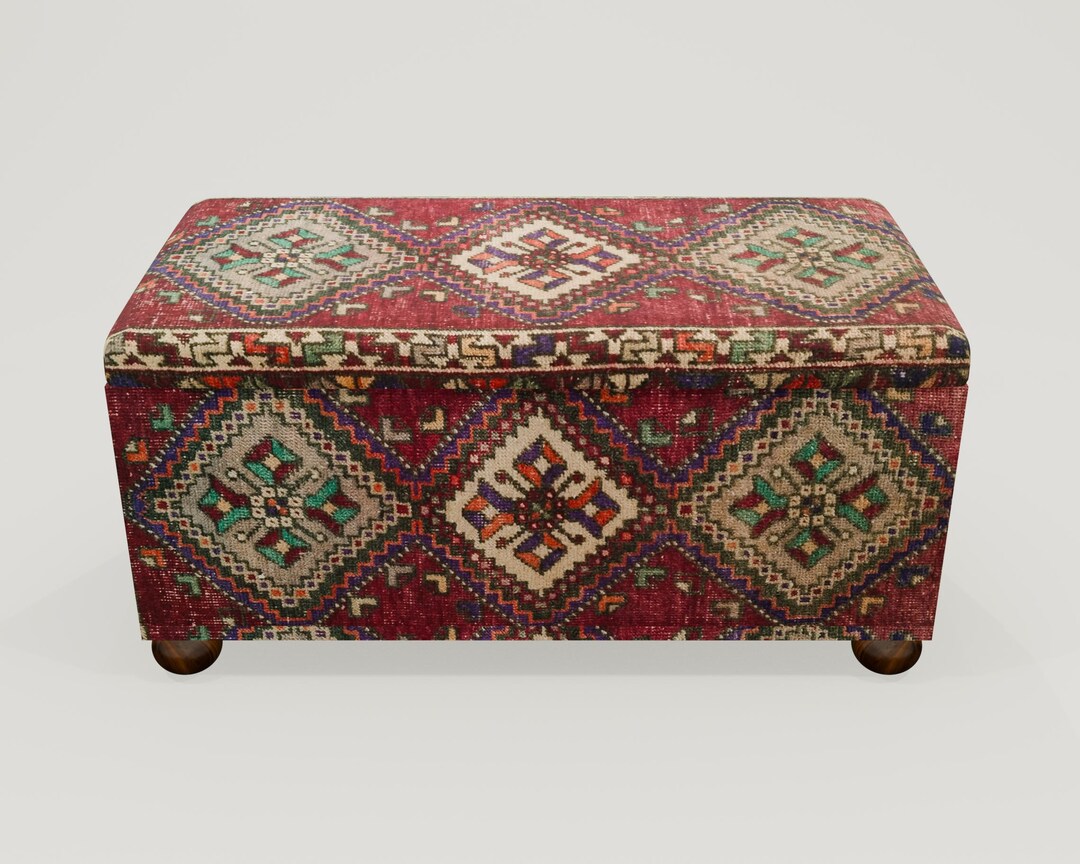 Victorian Style Bench, Burgundy Storage, Comfortable Bench, Easy to ...