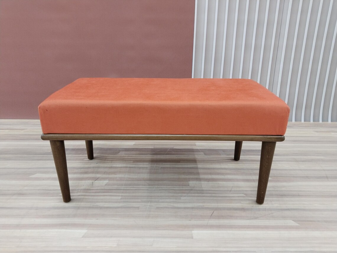 Burnt Orange Bench, Upholstered Bench, Picnic Table Bench, Fireside ...