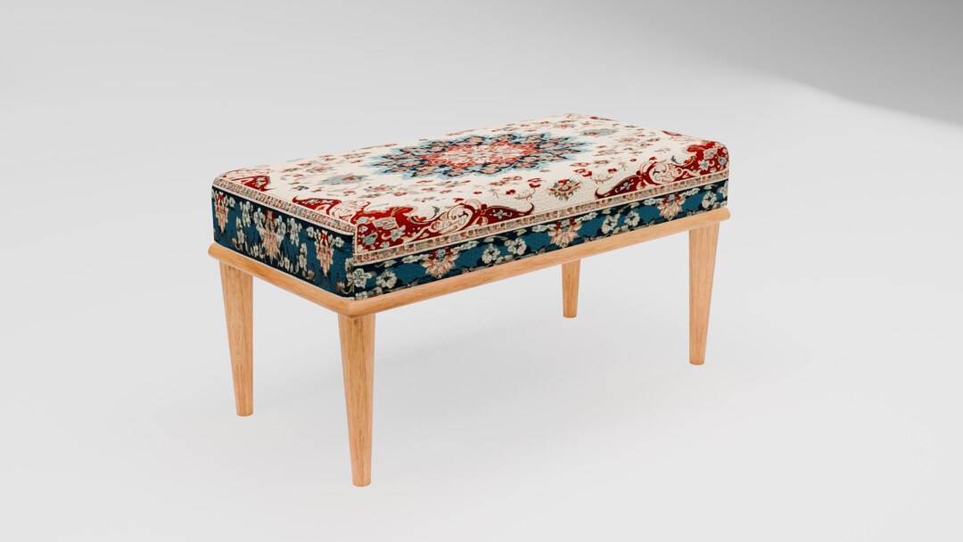 Bench With Wooden Legs, Accent Decor Stool, Cool Ottoman Bench ...