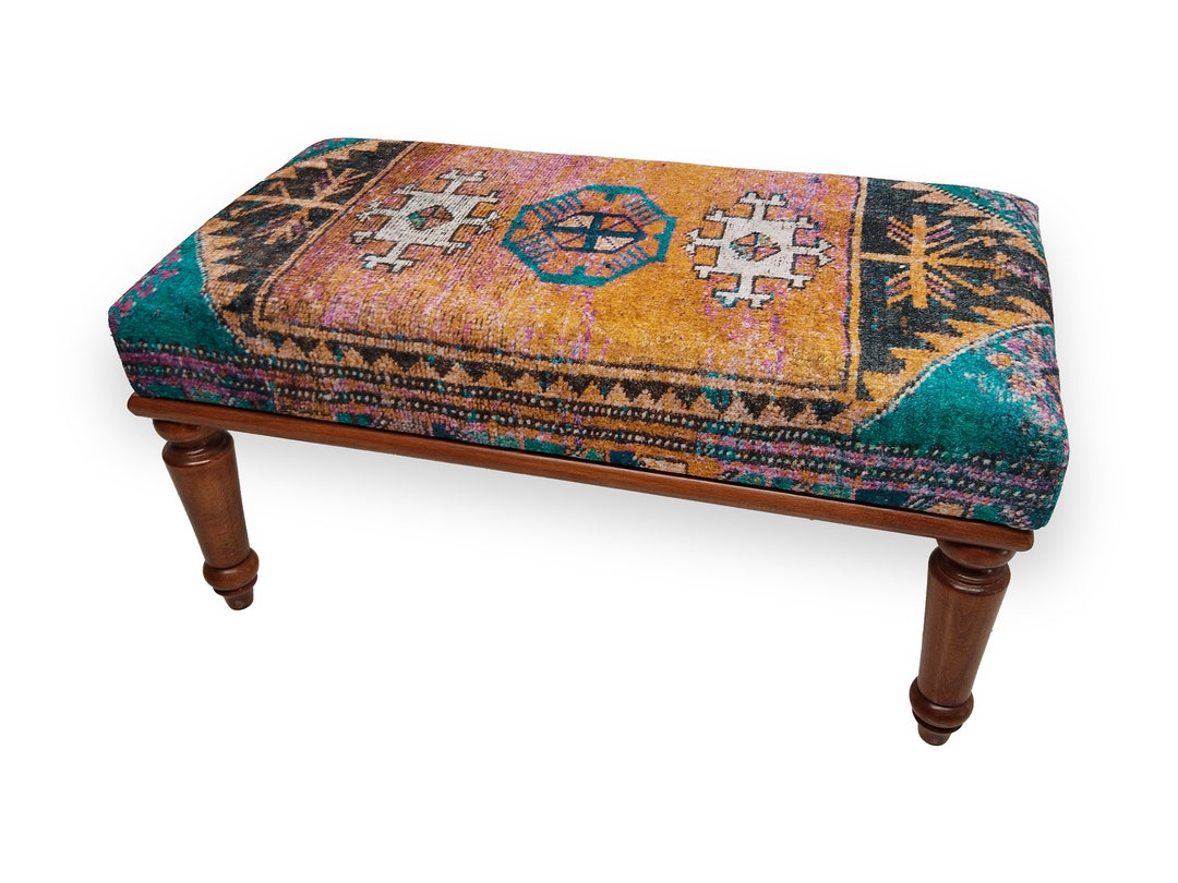 Handmade Furniture, Bohemian Bench, Ottoman Bench, Kilim Bench, Turkish ...